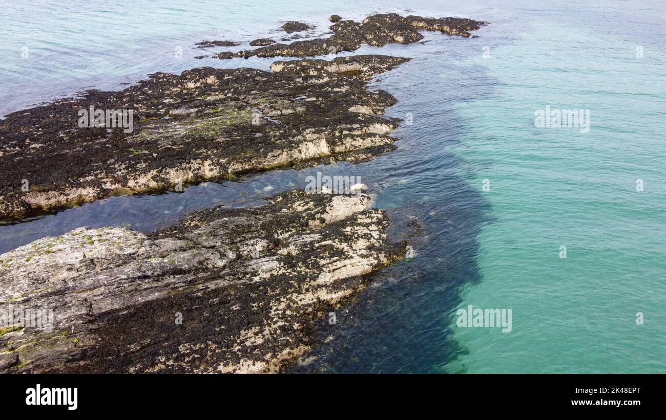 An oceanic reef. Large rocks in the sea. Sea rocks in the north ...