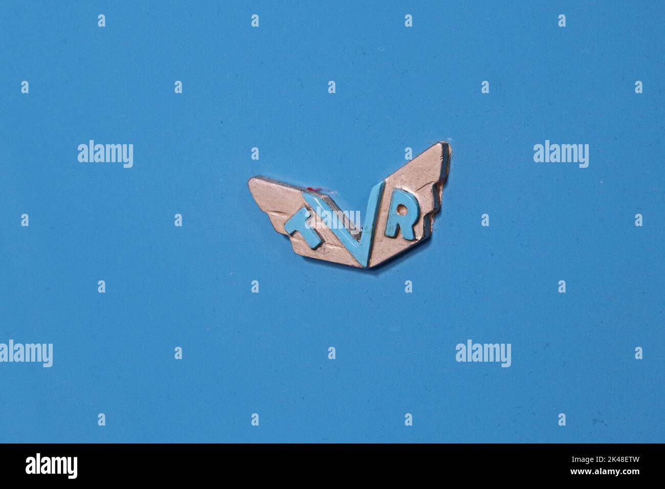 TVR badge on blue TVR sportscar Stock Photo - Alamy