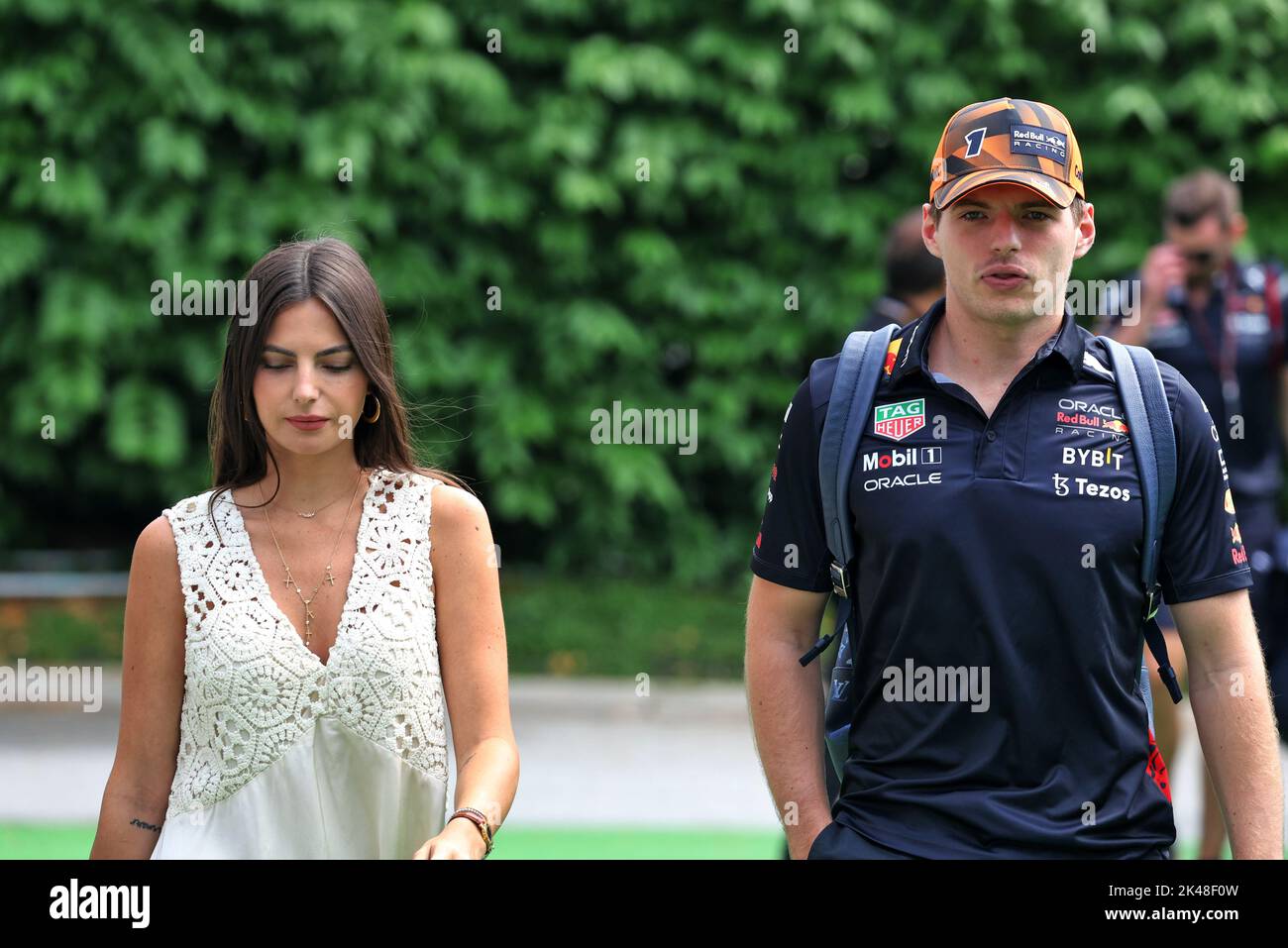 (L to R): Kelly Piquet (BRA) with her boyfriend Max Verstappen (NLD ...