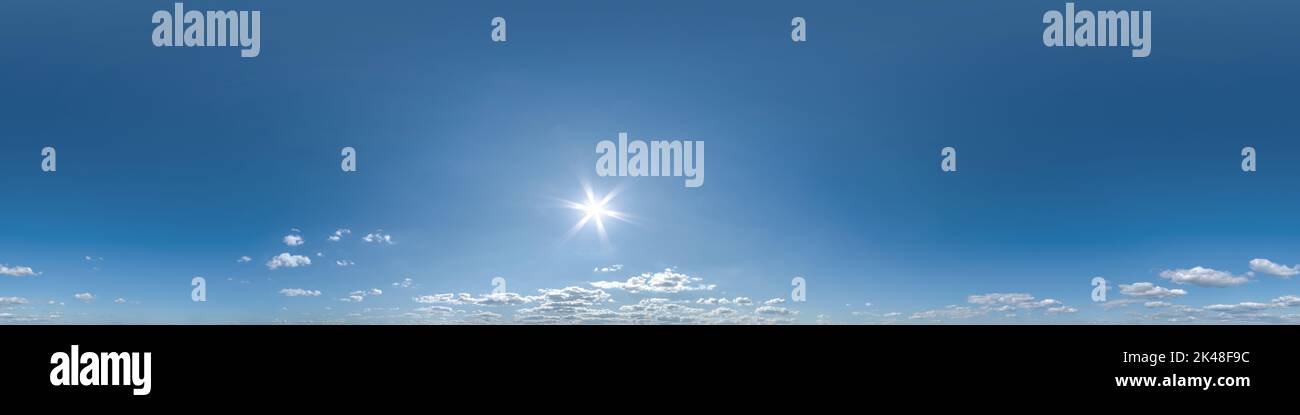seamless clear blue sky hdri 360 panorama view with zenith and beautiful clouds for use in 3d ...