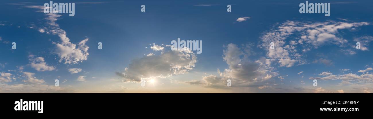 evening dark blue sky hdr 360 panorama with white beautiful clouds in ...