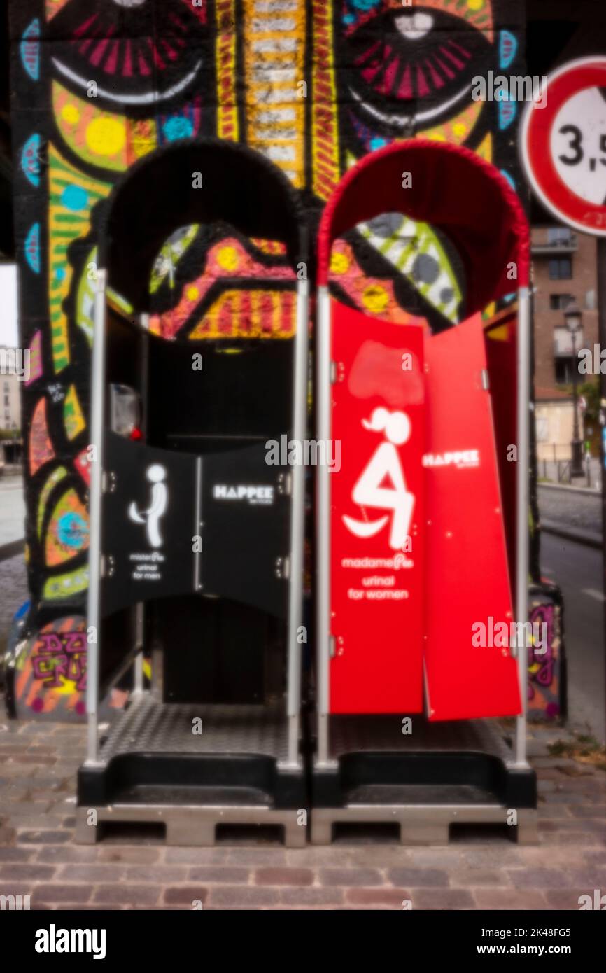 Very colourful Paris outdoor male / female urinals, madamePee and ...