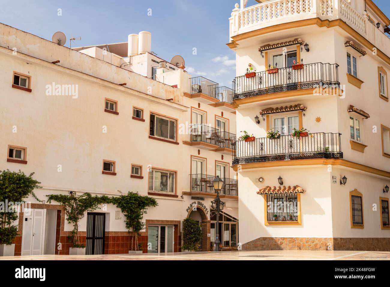 Residential houses with balconies in the entertainment center of the La ...