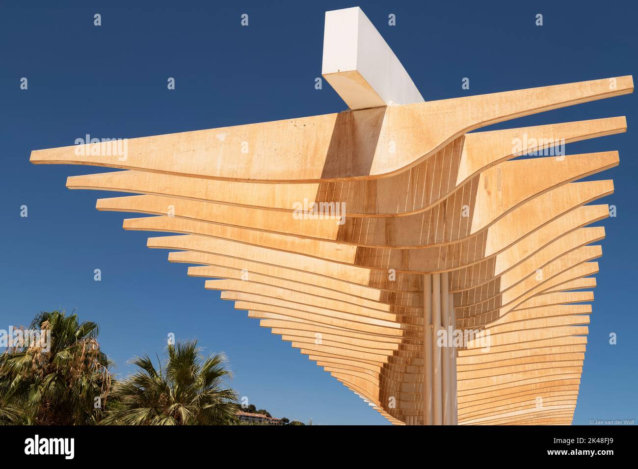 Modern canopy over the Palmeral de Las Sorpresas boulevard in the city ...