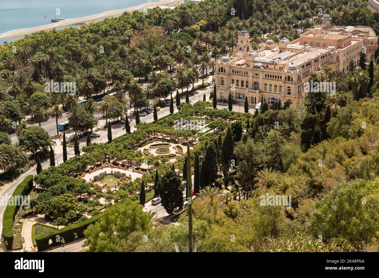View of the Town Hall and Rose Garden, Jardines de Pedro Luis Alonso of ...