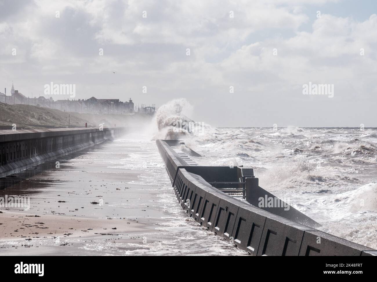Around the UK - High Seas on Blackpool Promenade following extreme ...