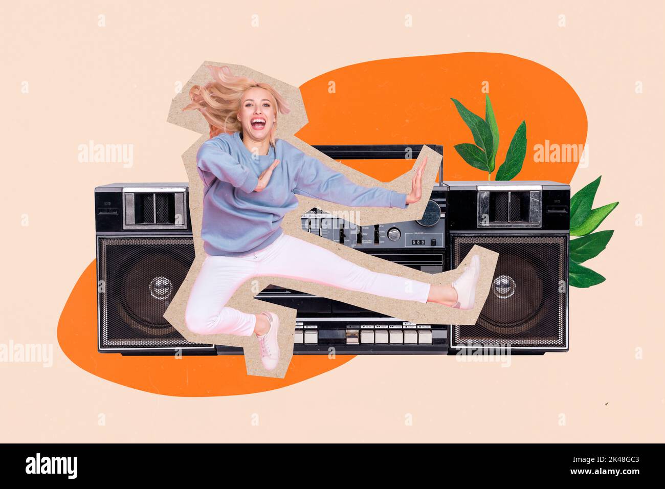 Creative drawing collage picture of funny funky energetic active ...