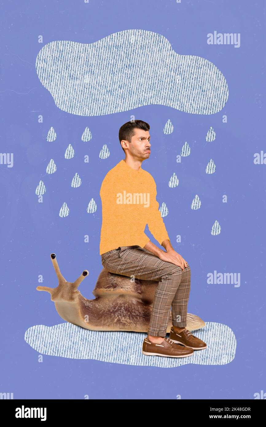 Collage 3d image of pinup pop retro sketch of funny funky sad depressed ...