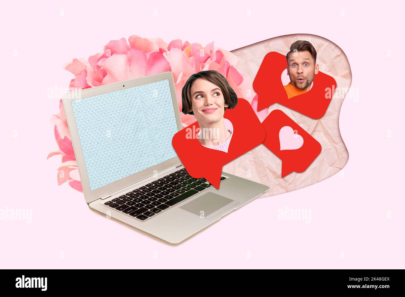 Composite collage picture image of cute couple girlfriend boyfriend ...