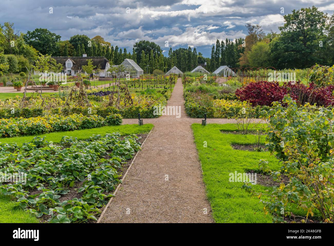 Vegetable garden at the royal Danish queens castle in Graasten, Denmark ...