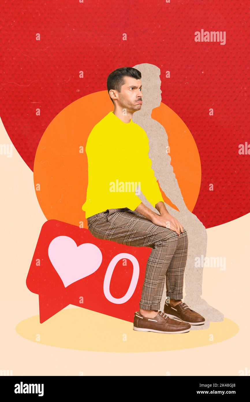 Composite collage picture image of unhappy upset depressed man ...