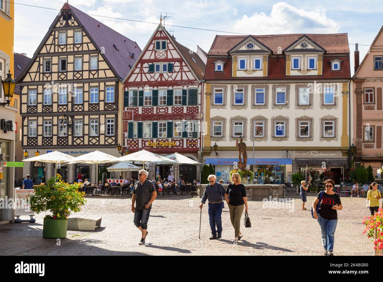 Town square in the center of the town of Bad Mergentheim located in the Main-Tauber-Kreis; Baden ...