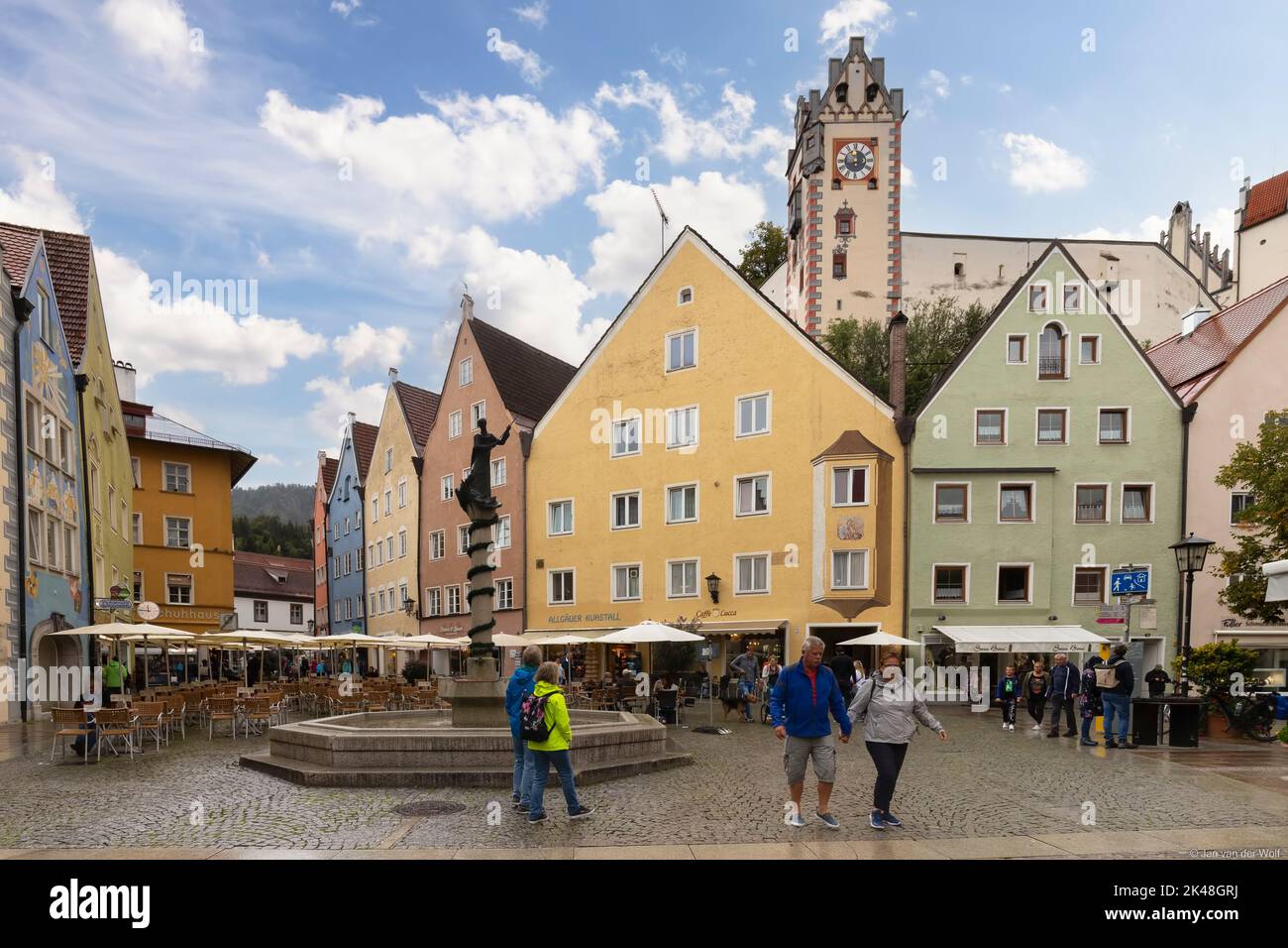 Square in the center of the historic old town of Füssen, Bavaria ...