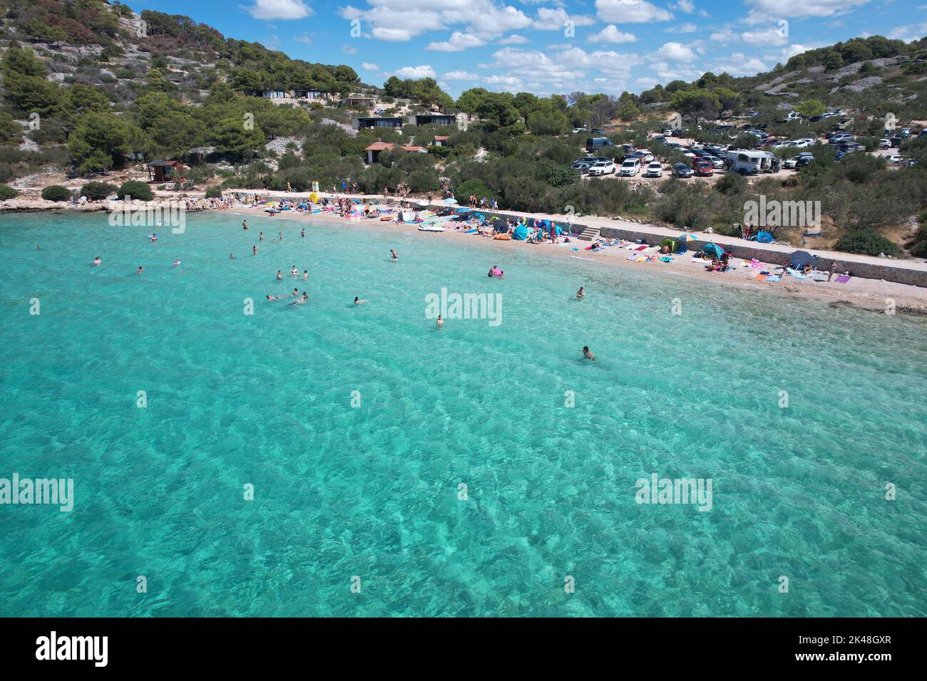 Podvrske Beach, Murter Island, Croatia. Drone View Stock Photo - Alamy