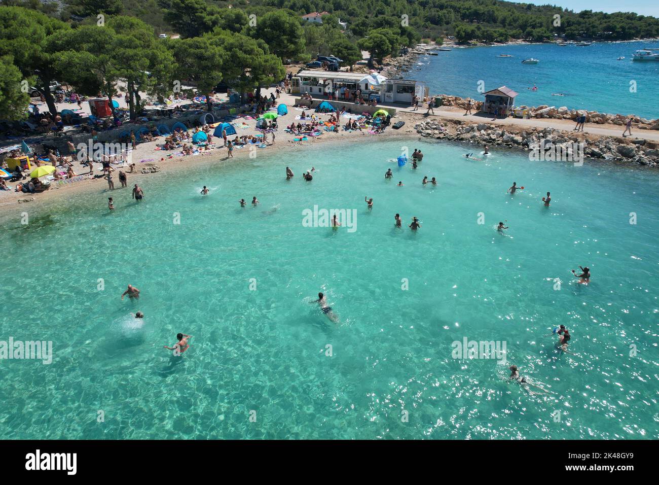 Podvrske Beach, Murter Island, Croatia. Drone View Stock Photo - Alamy