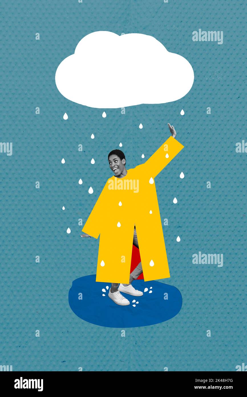 Photo artwork minimal picture of cheerful funny funky lady guy enjoying ...