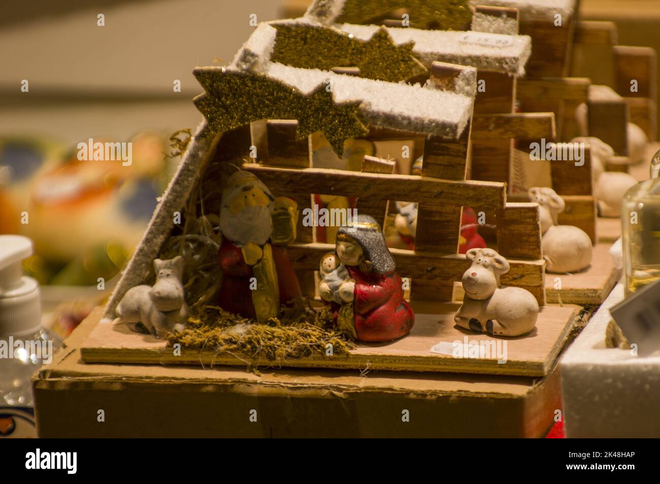 Advent Bazaar Stalls with glass, wooden, ceramic christmas souvenirs in ...