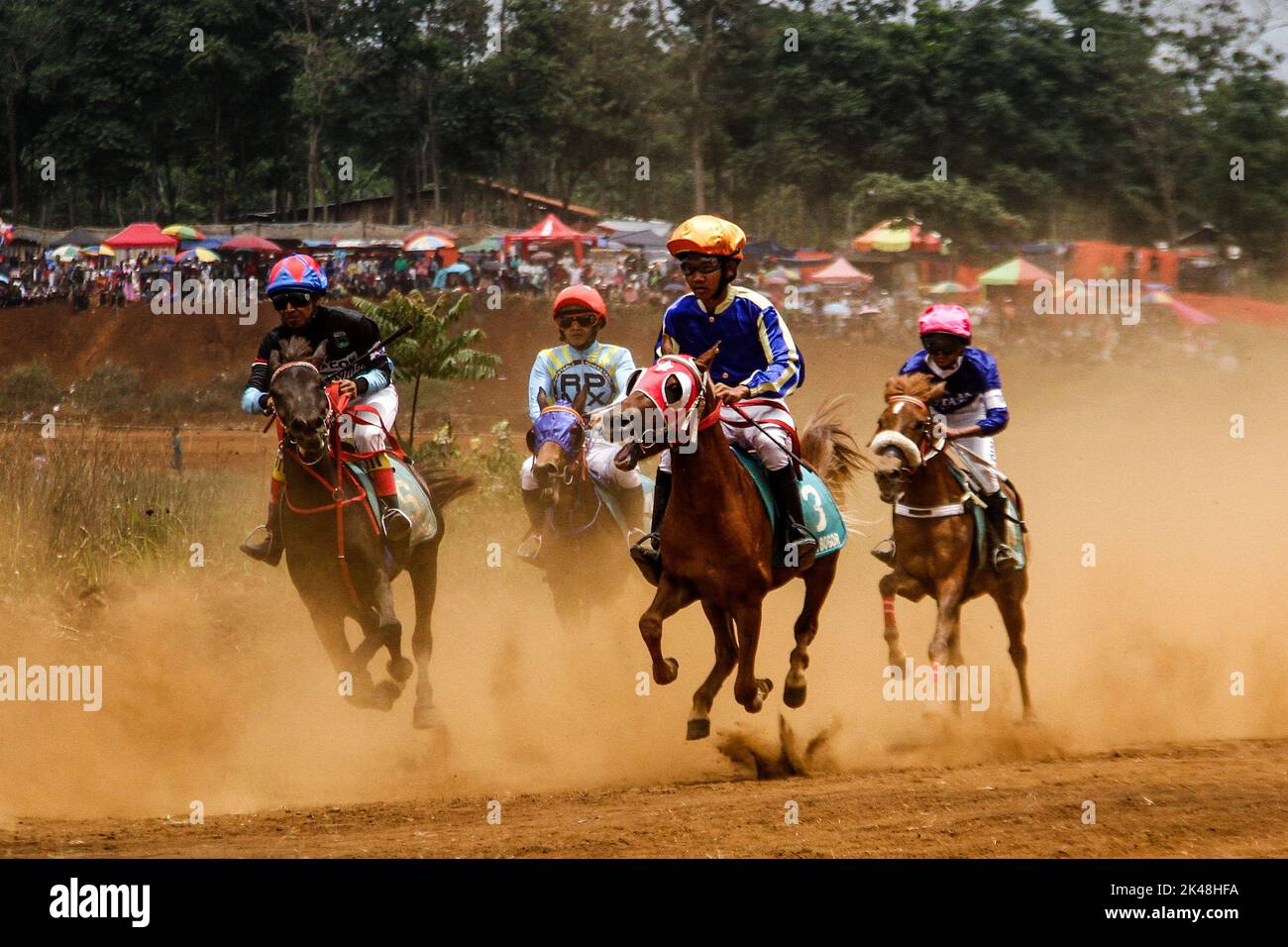 Tanjungsari, West Java, Indonesia. 1st Oct, 2022. Jockeys competing ...