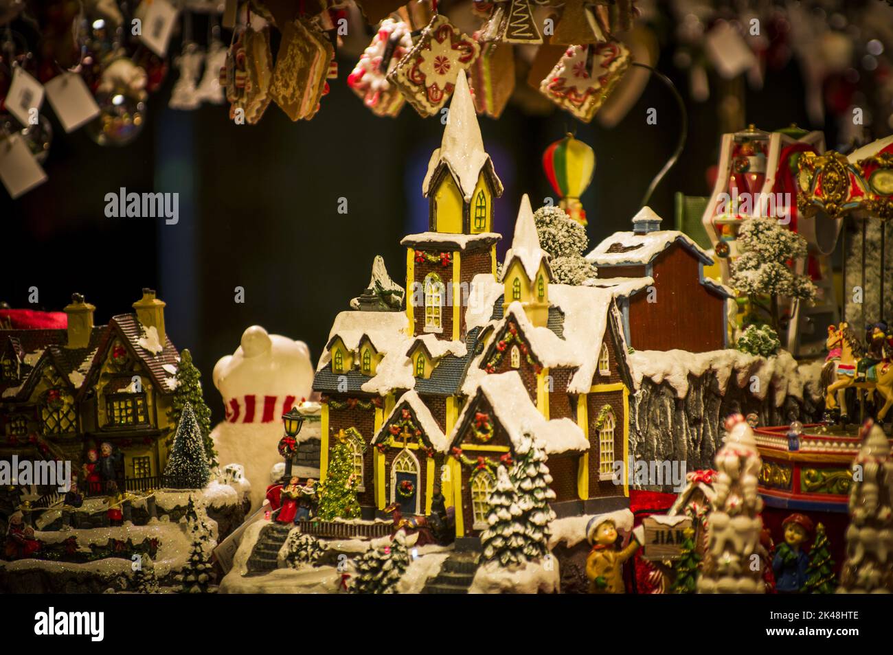 Advent Bazaar Stalls with glass, wooden, ceramic christmas souvenirs in ...