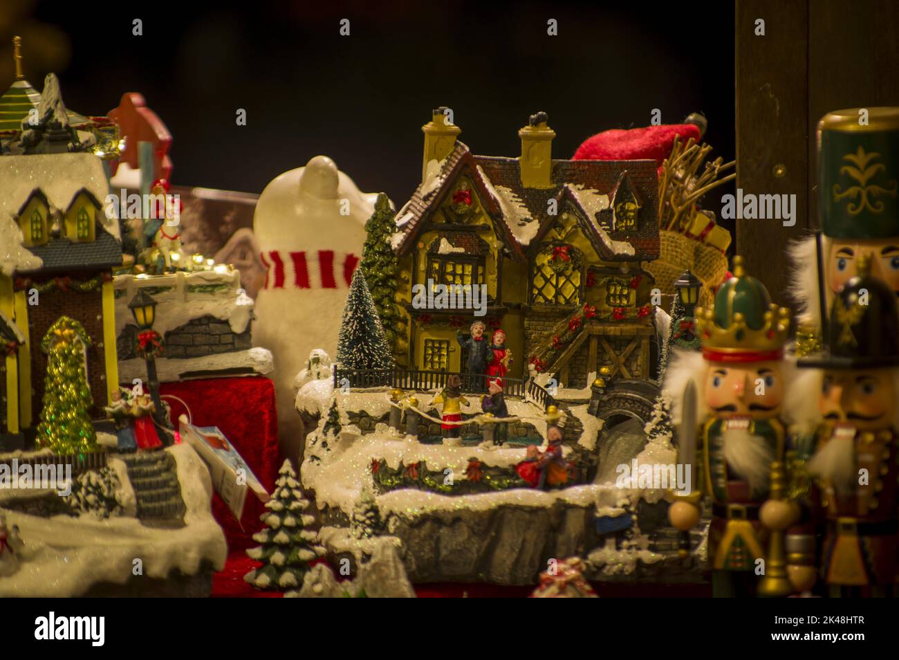 Advent Bazaar Stalls with glass, wooden, ceramic christmas souvenirs in ...