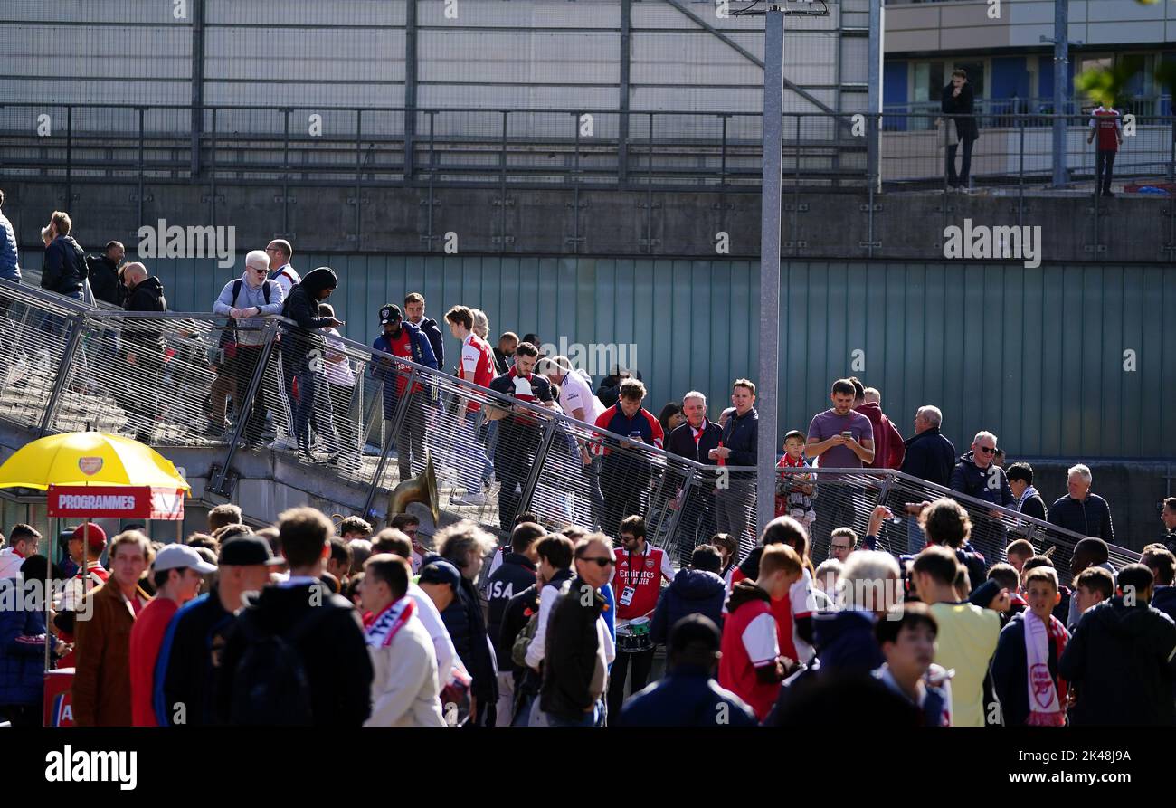 Arsenal fans outside the ground ahead of the Premier League match at ...