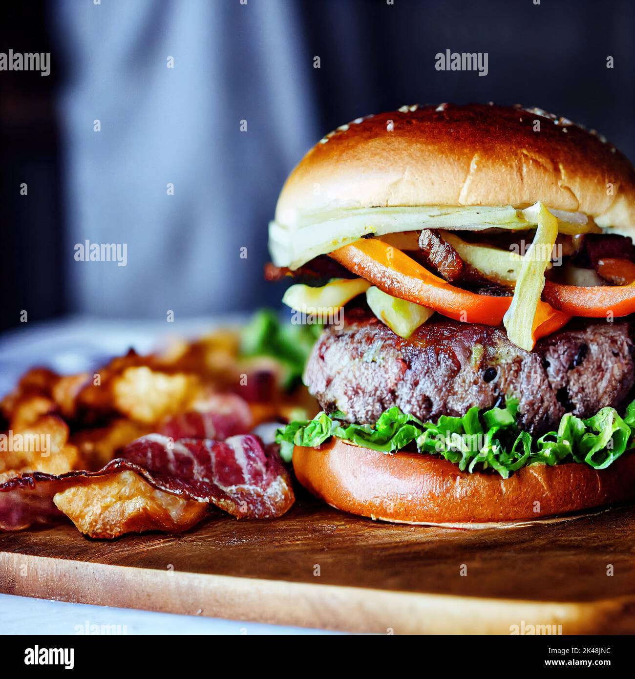 Juicy burger with grilled bun Stock Photo - Alamy