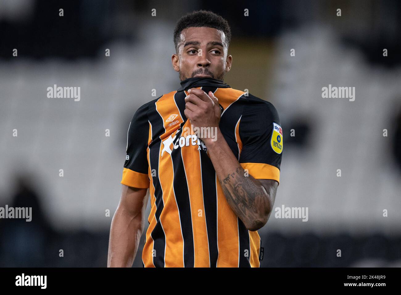 A dejected Cyrus Christie #33 of Hull City after the Sky Bet ...