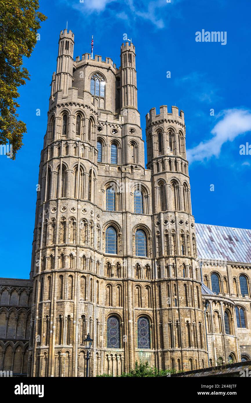 West tower of Ely Cathedral in Ely, Cambridgeshire, England, UK Stock ...