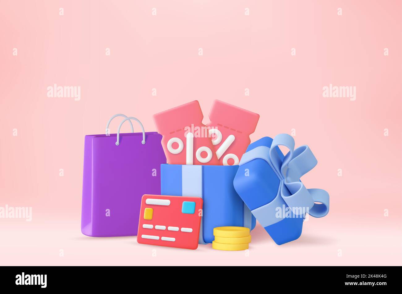 3D open gift box surprise, earn point concept, loyalty program and get ...