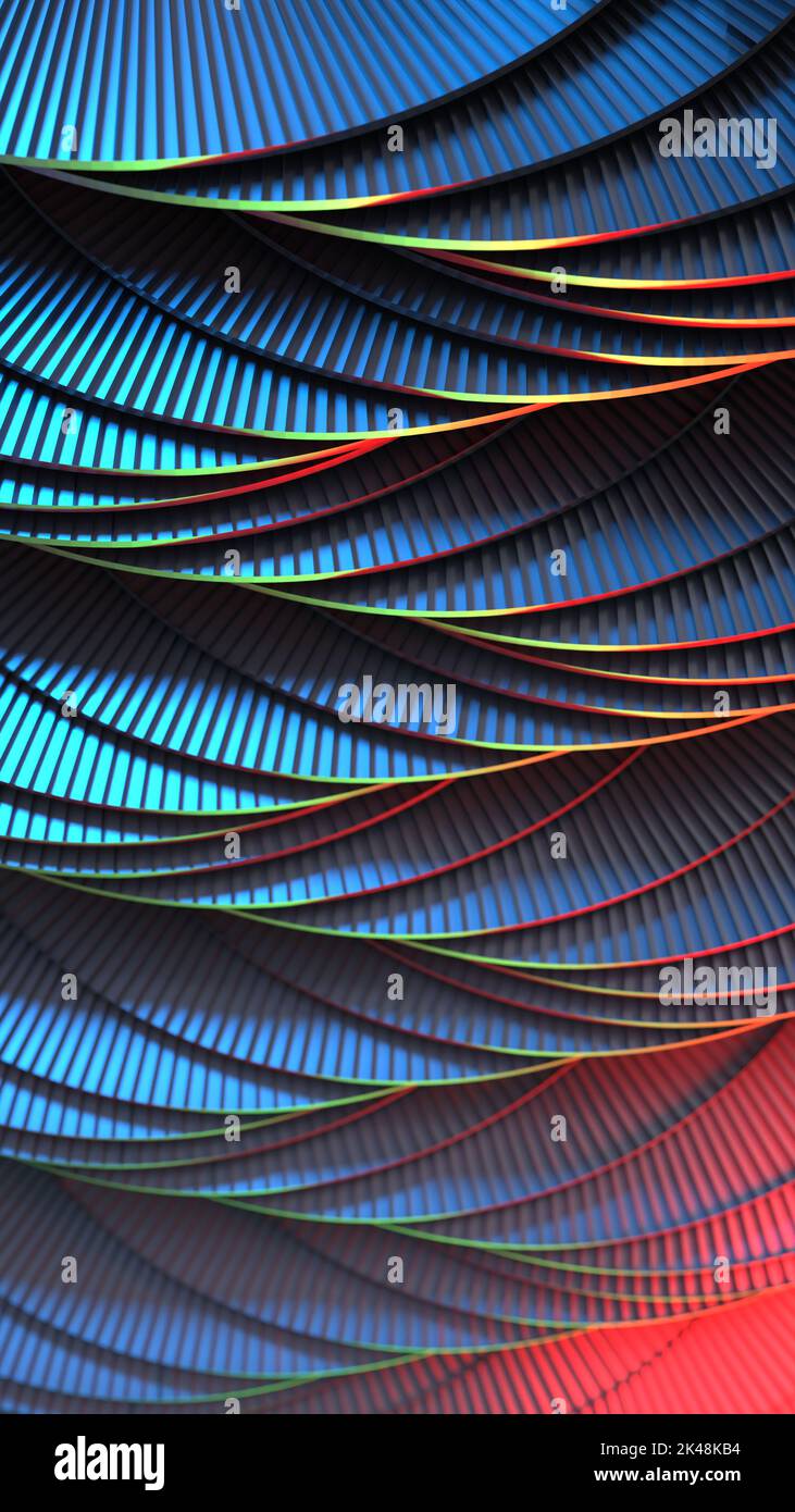 3D rendering of circular objects piling up establishing wavy structure ...