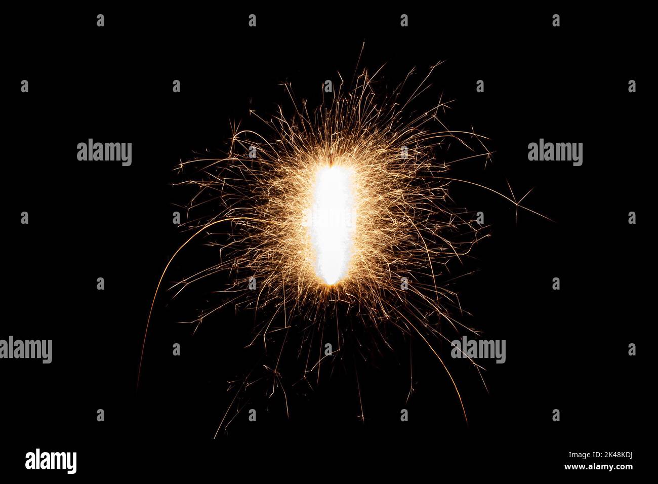 Burning sparkler isolated on black background. Fireworks theme. Light ...