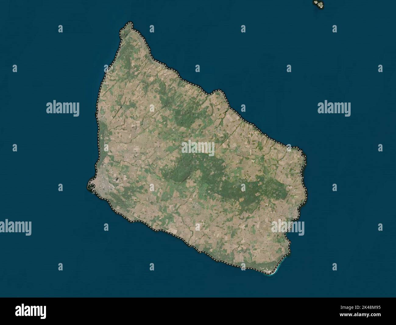 Bornholm, island of Denmark. Low resolution satellite map Stock Photo ...