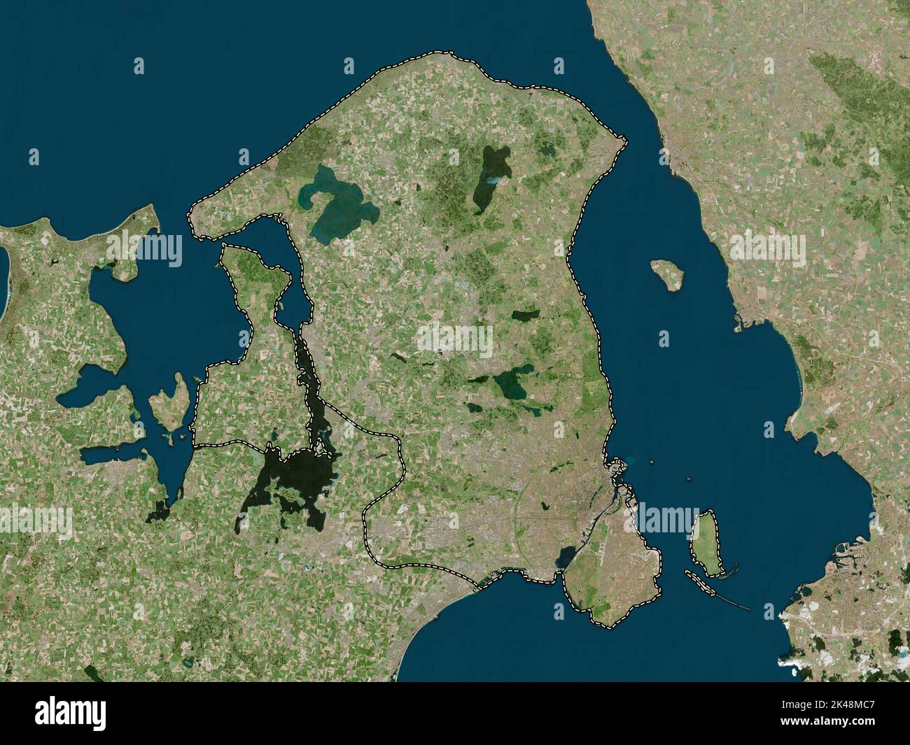 Hovedstaden, region of Denmark. High resolution satellite map Stock Photo - Alamy