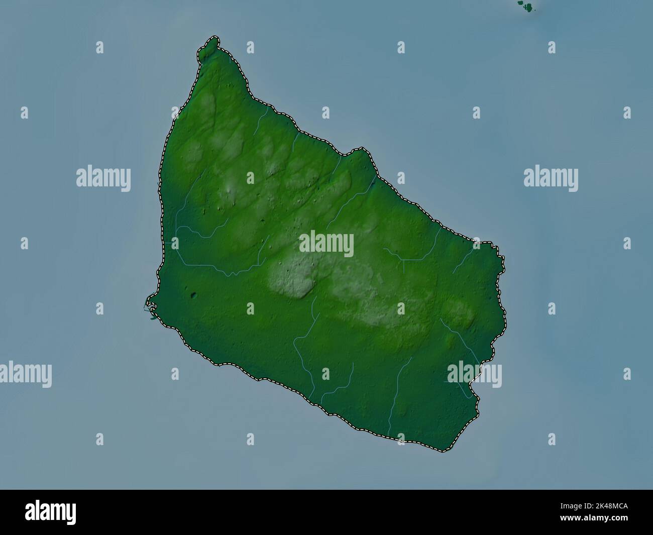 Bornholm, island of Denmark. Colored elevation map with lakes and rivers Stock Photo - Alamy