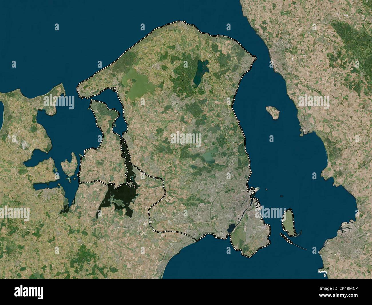 Hovedstaden, region of Denmark. Low resolution satellite map Stock Photo - Alamy