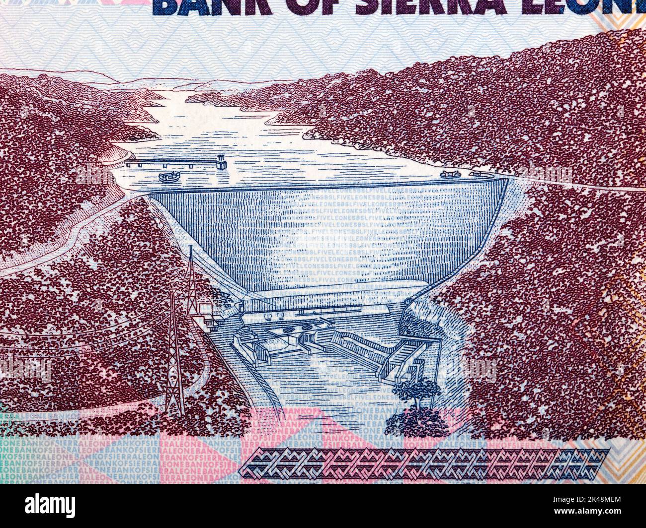 Bumbun Dam from Sierra Leonean money - Leone Stock Photo - Alamy