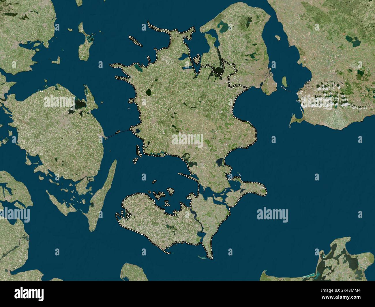 Sjlland, region of Denmark. High resolution satellite map Stock Photo - Alamy