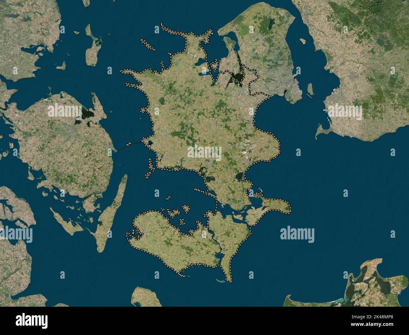 Sjlland, region of Denmark. Low resolution satellite map Stock Photo - Alamy