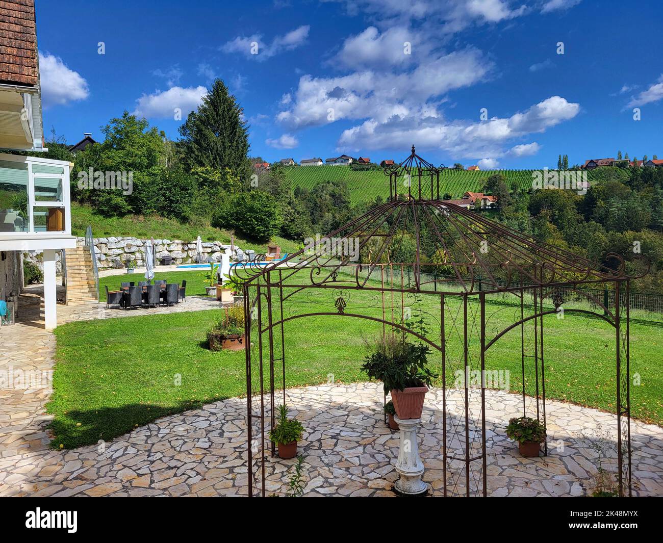 Kitzeck im Sausal, Austria - September 20, 2022: Guesthouse with pool ...