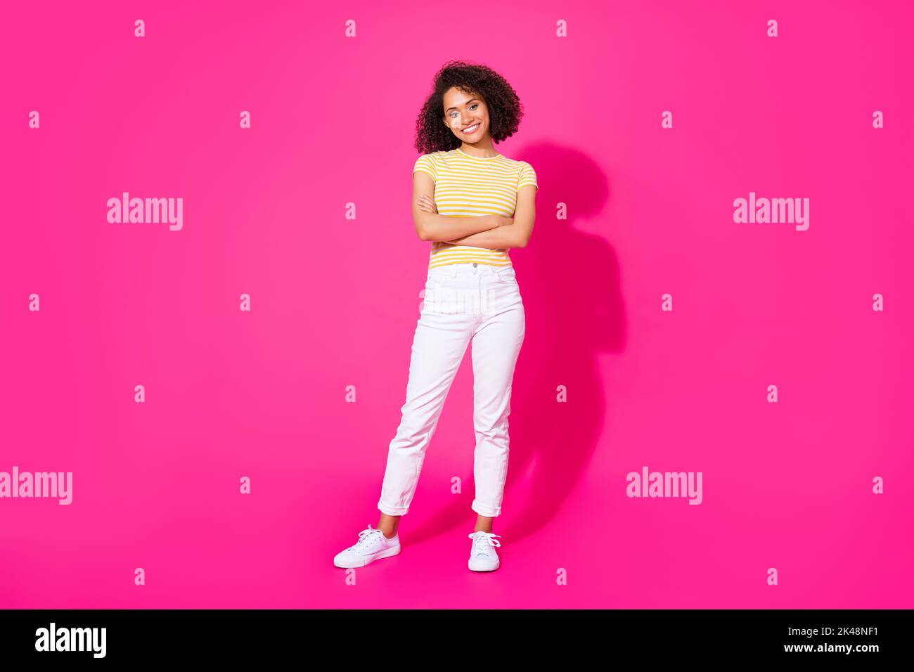 Full body size photo of young pretty adorable woman wear stylish outfit ...