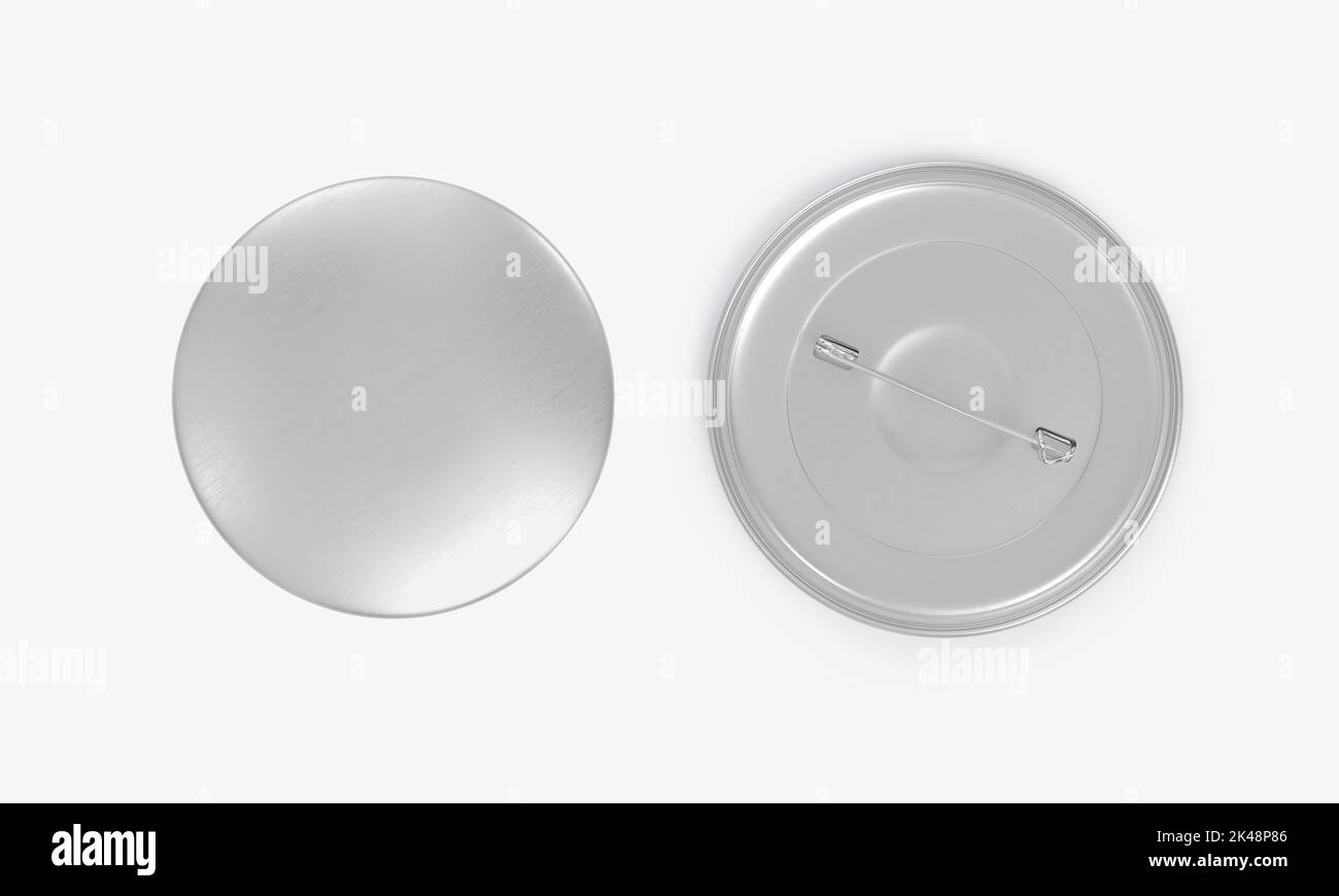 Metallic Button Pins Mockup. 3D render Stock Photo - Alamy