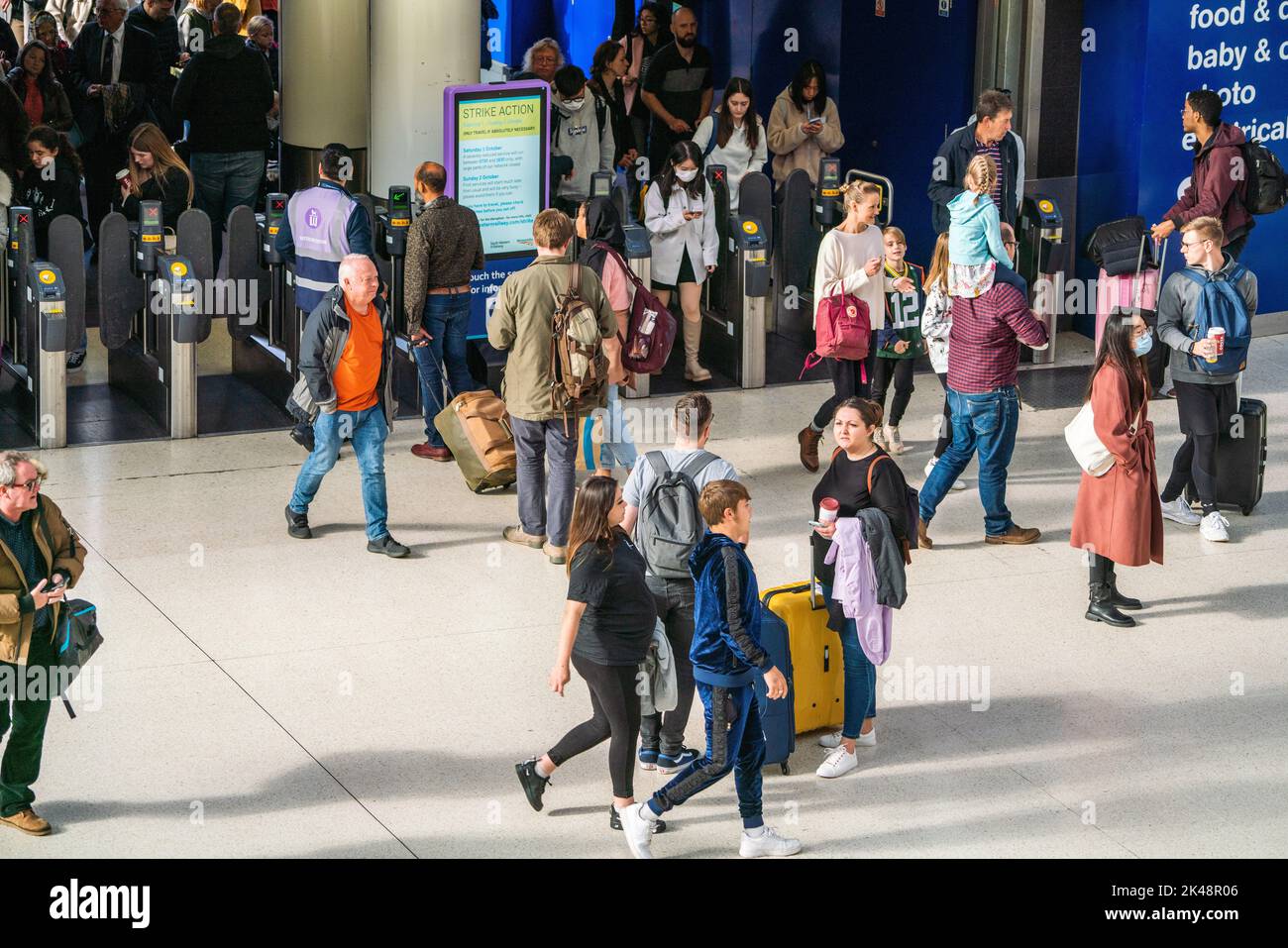 London UK. 1 October 2022 . Fewer passengers seen arriving and ...