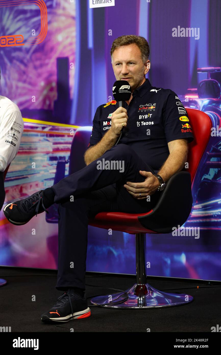 Singapore. 1st October, 2022. HORNER Christian (gbr), Team Principal of Red Bull Racing ...