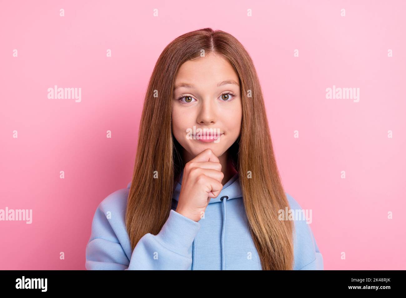 Closeup photo of young pretty nice positive smart lady schoolgirl wear ...