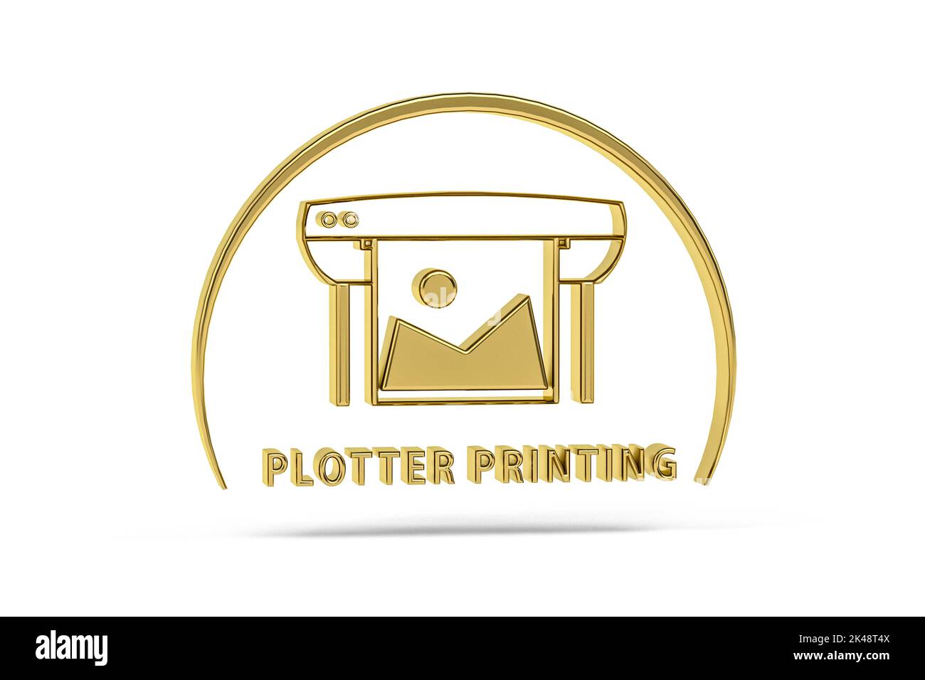 Golden 3d plotter icon on white background - 3d render Stock Photo - Alamy