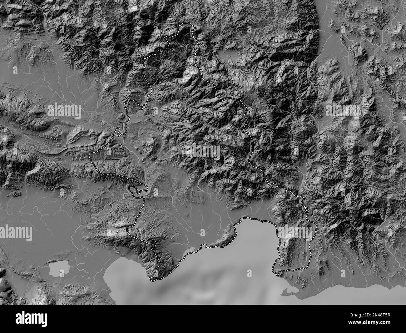 Azua, province of Dominican Republic. Bilevel elevation map with lakes ...