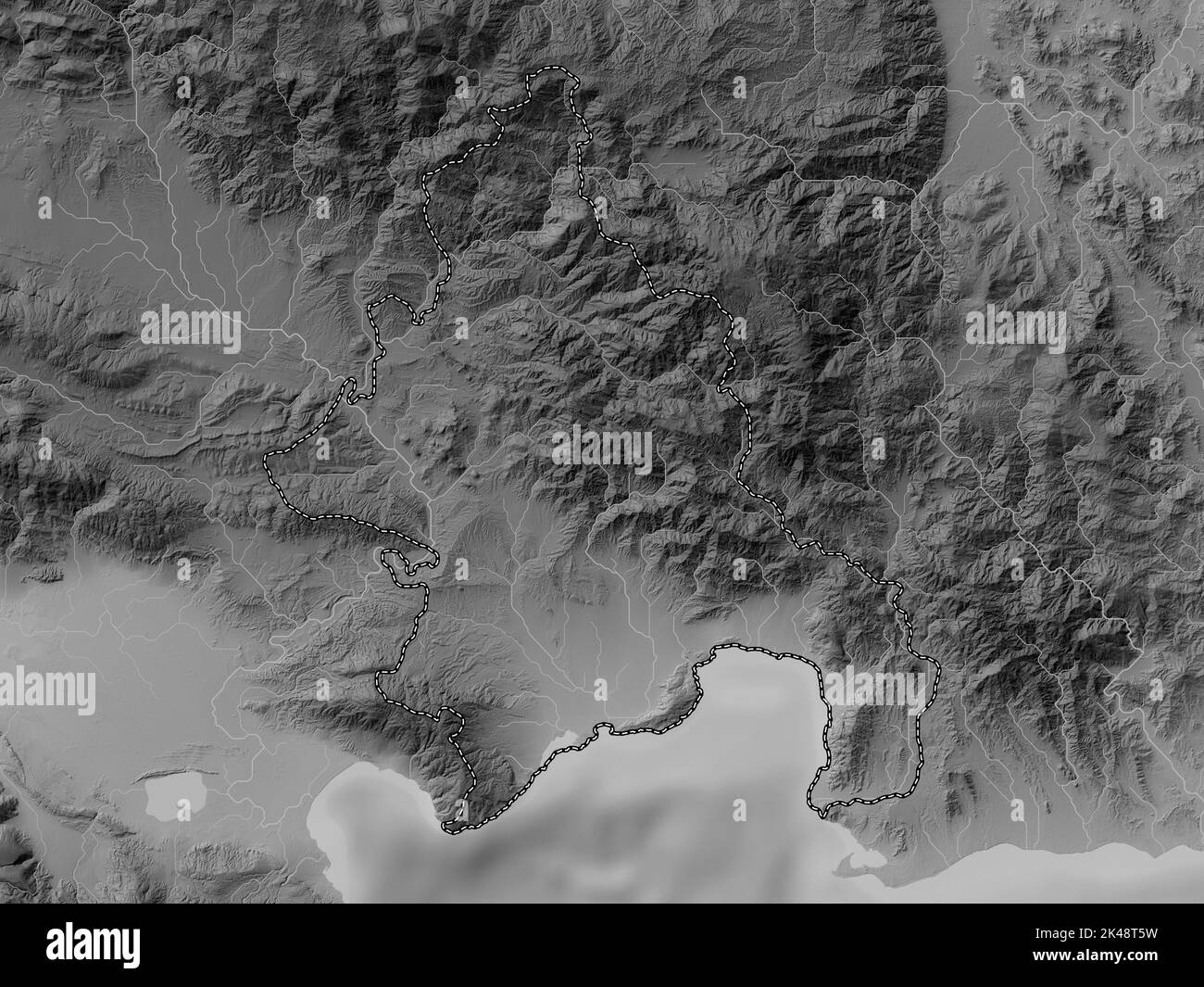 Azua, province of Dominican Republic. Grayscale elevation map with ...