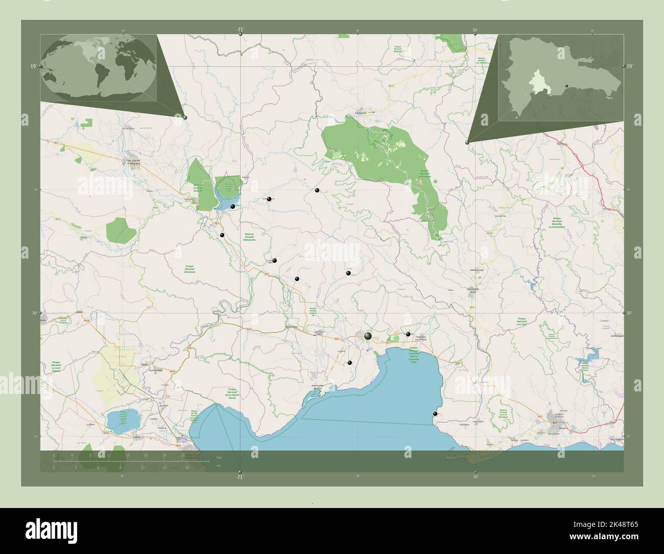 Azua, province of Dominican Republic. Open Street Map. Locations of ...