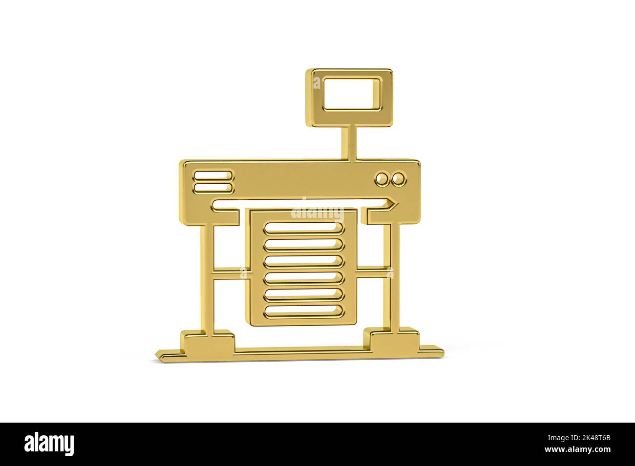 Golden 3d plotter icon on white background - 3d render Stock Photo - Alamy