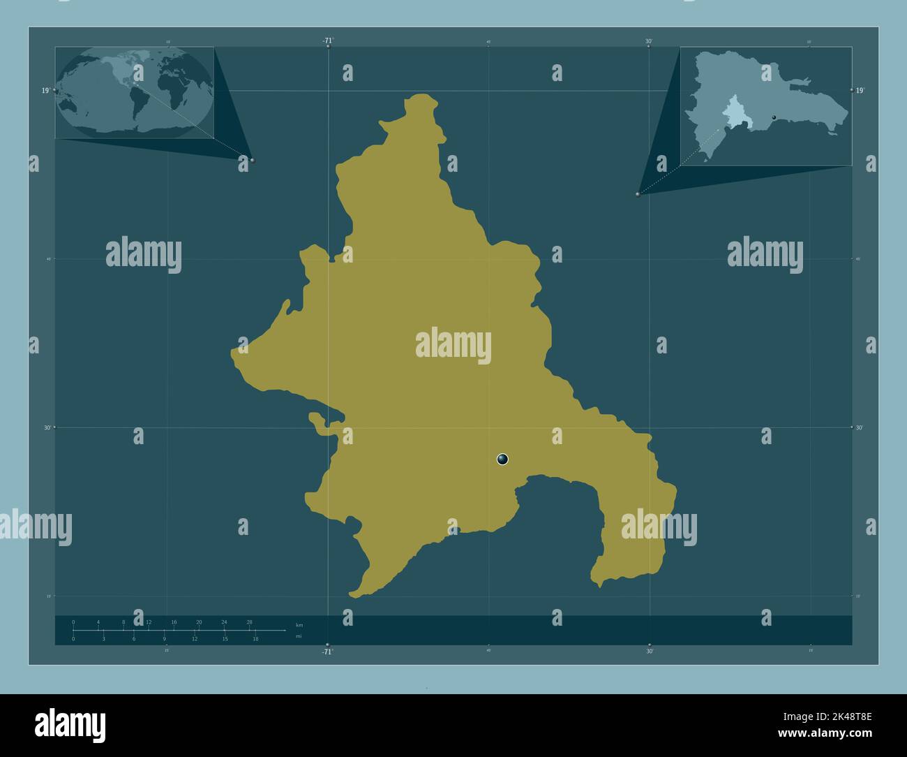 Azua, province of Dominican Republic. Solid color shape. Corner ...